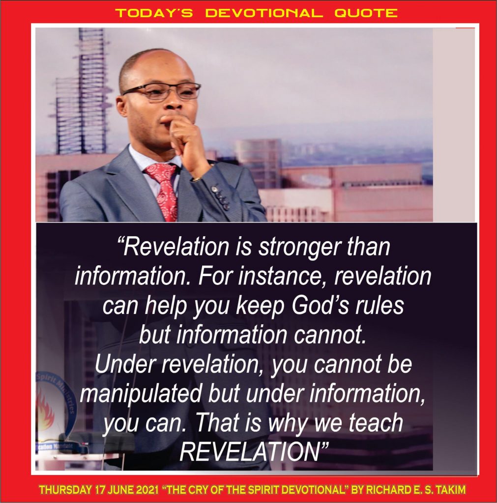 THE CRY OF THE SPIRIT DEVOTIONALS - BY RICHARD E. S. TAKIM - THE CRY OF ...